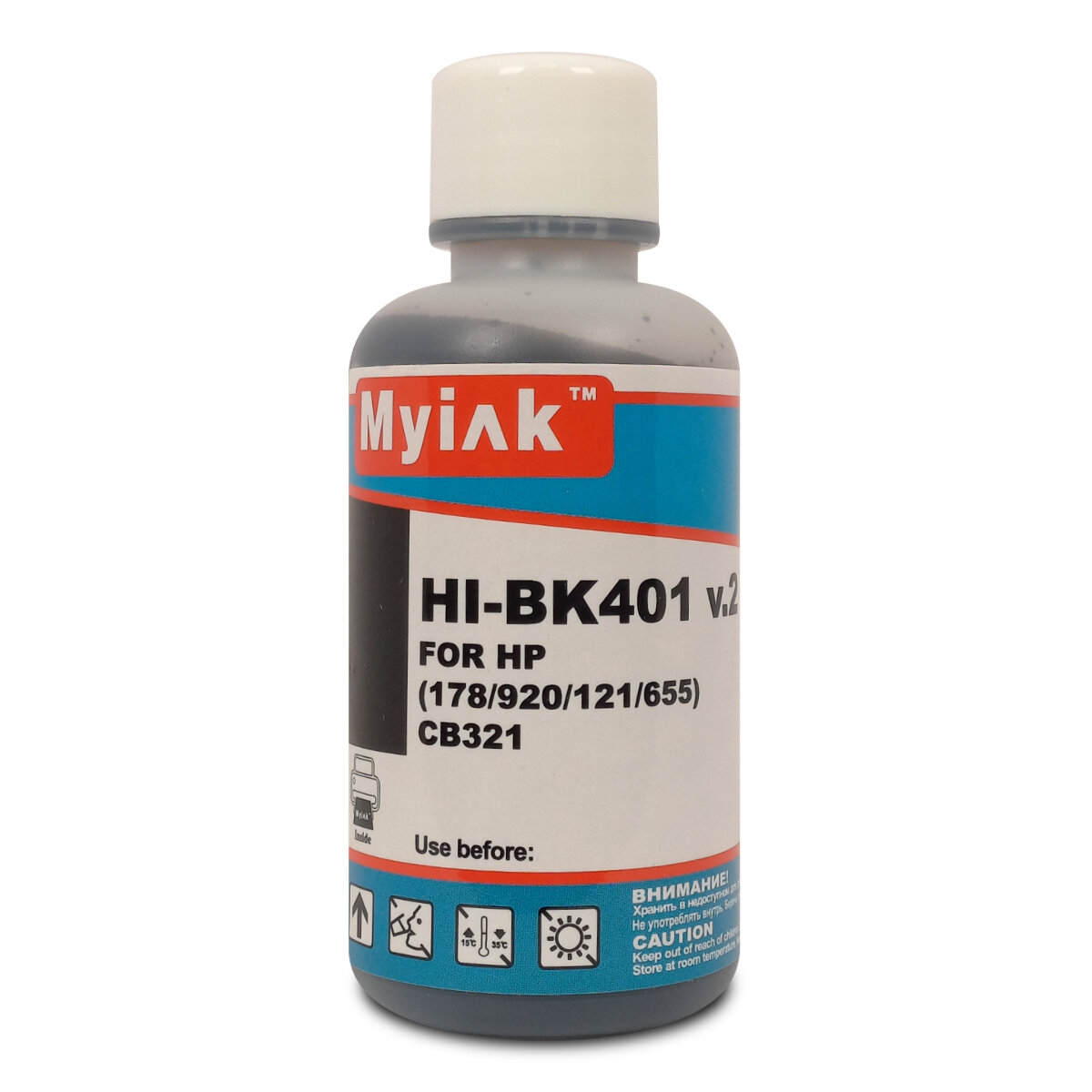 Чернила MyInk (HI-BK401) для HP (178/121/122/901/950/GT51/GT53) 100 мл (Pigment Black)