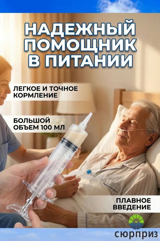 Пушер для назогастрального зонда Питание через гастральный зонд Шприц для питания лежачих больных
