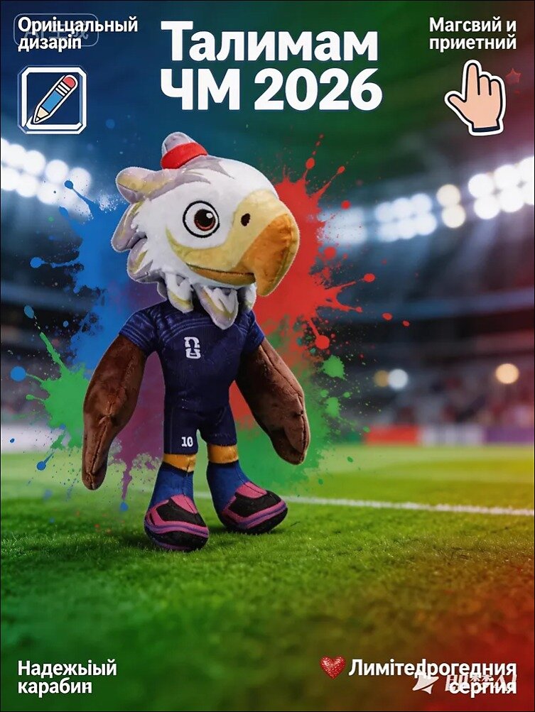 Брелок мягкая игрушка Талисман ЧМ 2026 по футболу Ягуар Лось Орел