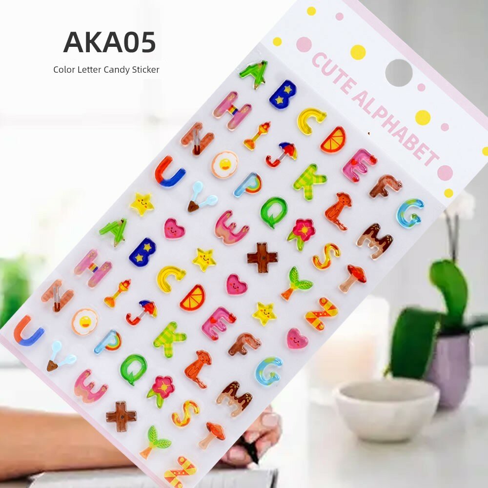 Кристаллически прозрачные 3D наклейки в виде конфет с буквенными узорами для детских клавиатур и телефонов