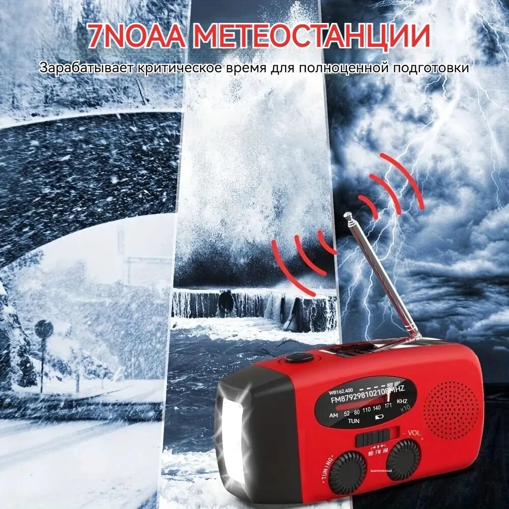 Портативный радиоприемник, фонарик, внешний аккумулятор, многофункциональный