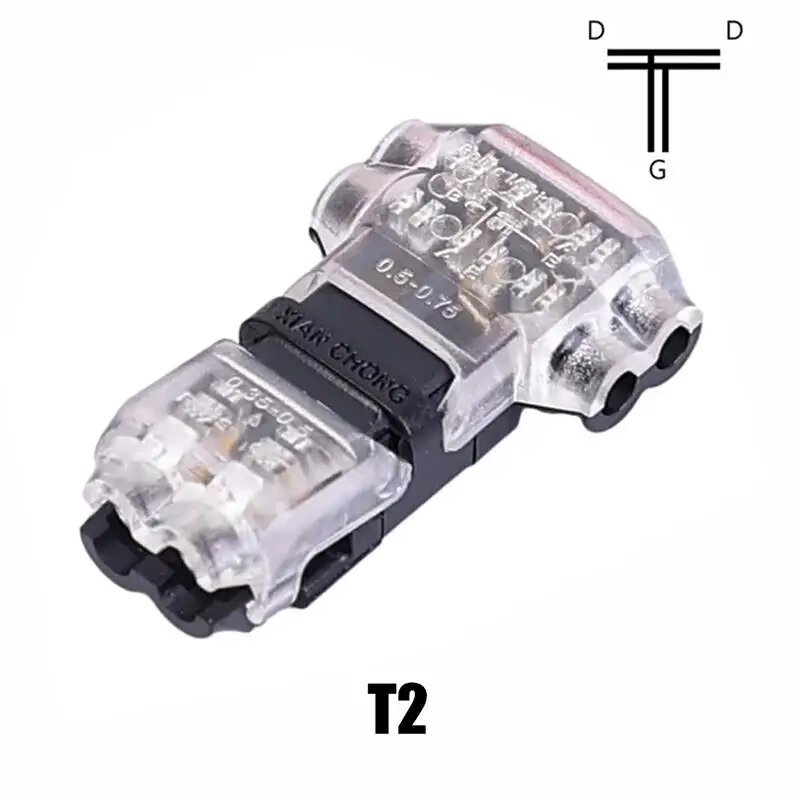 FVJVYE 2-контактный разъемный соединитель проводов T/H 18-22AWG 10pcs, Transparent-T2