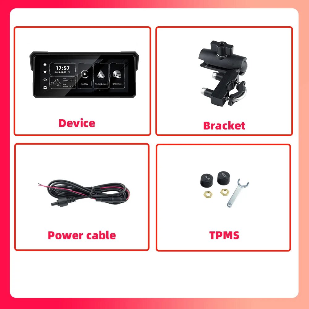 EKIY портативный 8,1-дюймовый IP67 водонепроницаемый мотоциклетный TPMS GPS-навигатор M81 TPMS