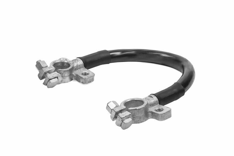 Перемычка с литыми клеммами "+" и "-" аккумуляторной батареи, сечение провода 50 кв. мм. длина 230 мм