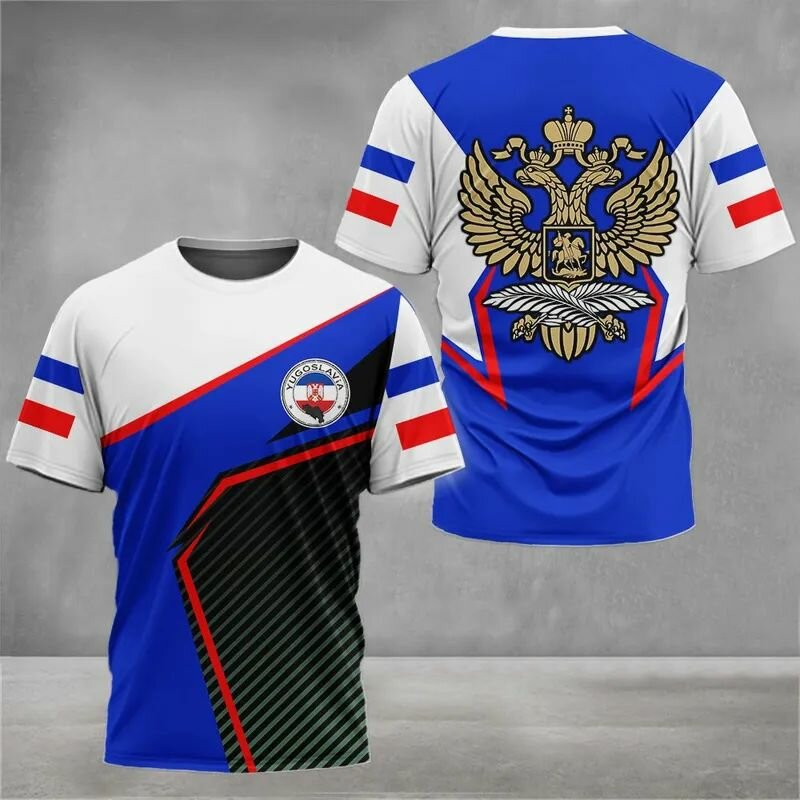 Мужская футболка Russia с гербом и флагом