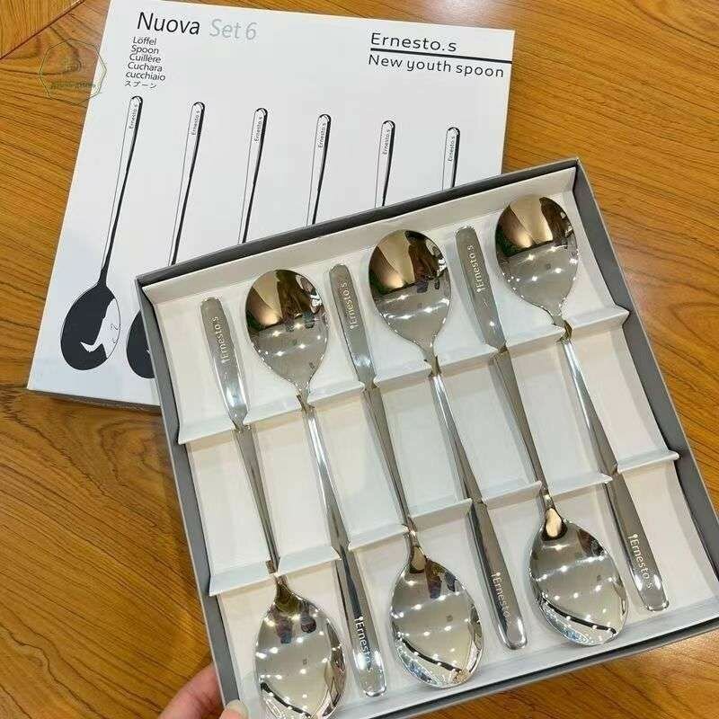 Комплект из 6 длинных ложек из немецкой пищевой нержавеющей стали 304 в подарочной упаковке