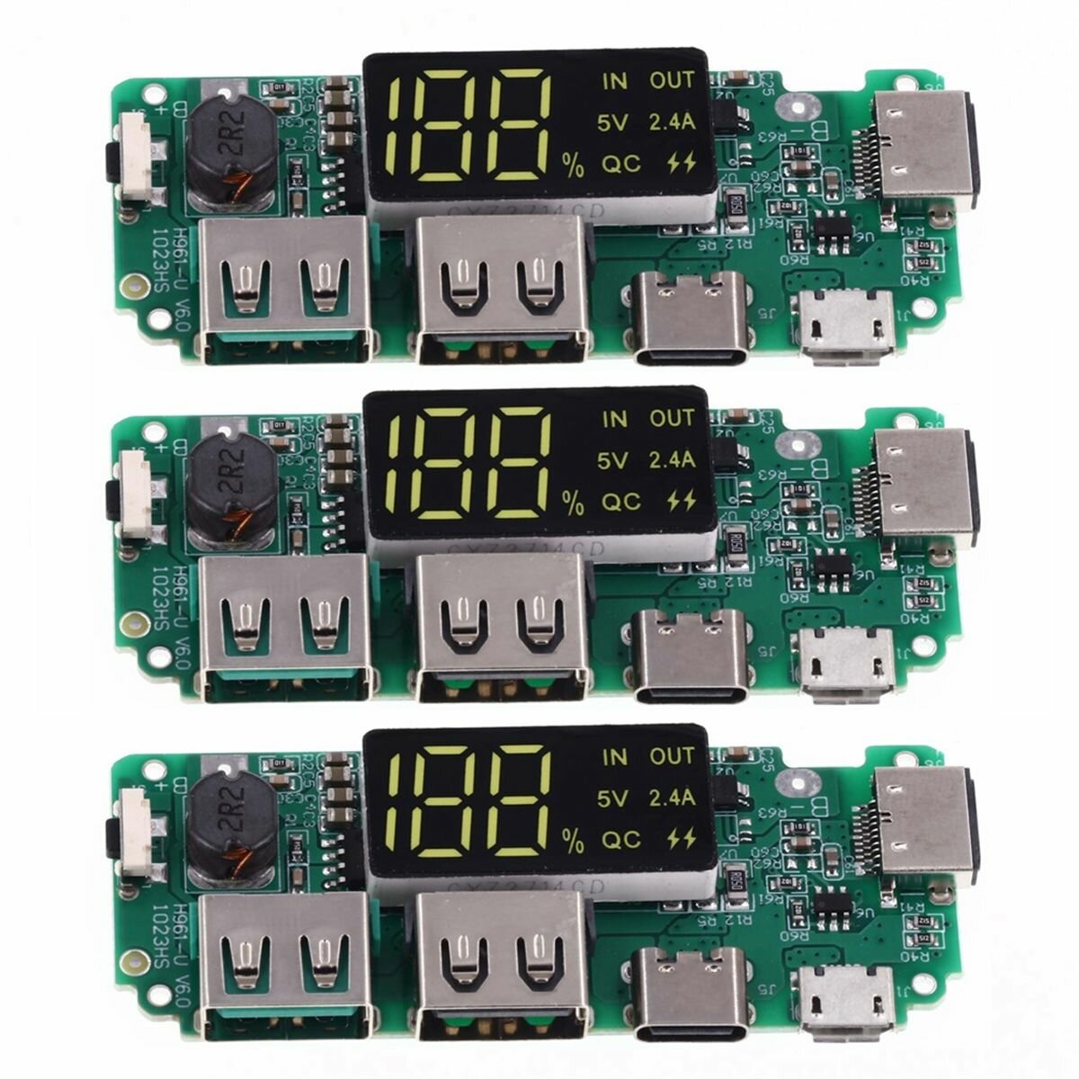 3 шт. плата зарядного устройства для литиевых аккумуляторов LED Dual USB 5 В 2,4 А Type-C мобильный внешний аккумулятор 18650 схема зарядного модуля