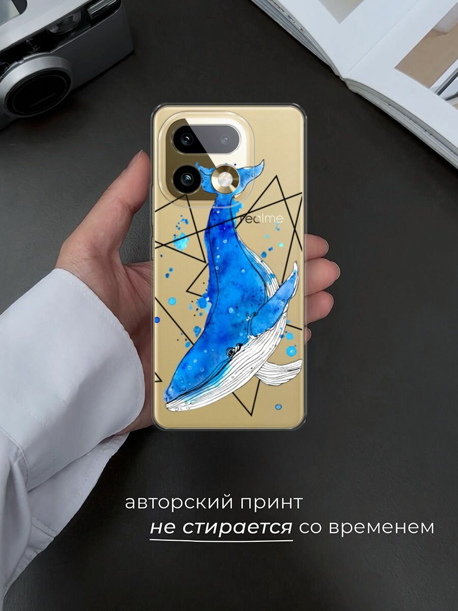 Чехол на Realme 16 Pro+ / Реалме 16 Про+ с принтом Кит графика, прозрачный — фото 1