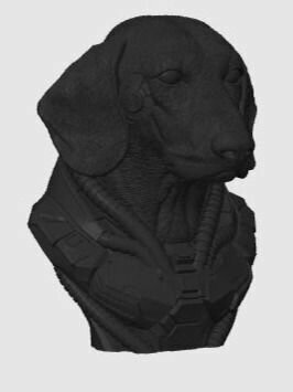 Эксклюзив! Бюст Таксы-Киберпанка (10см, черный) - Верный друг, подарок, талисман