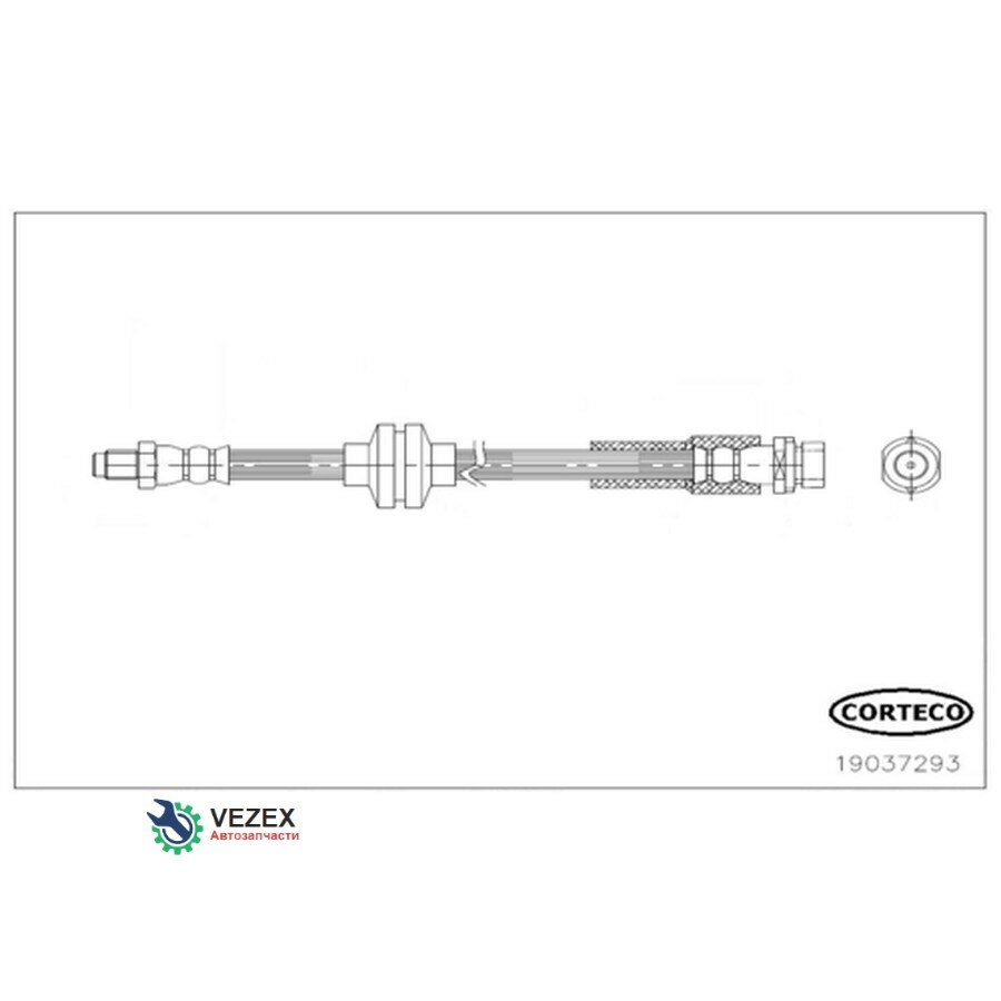 CORTECO 19037293 Шланг тормозной задний (450mm)