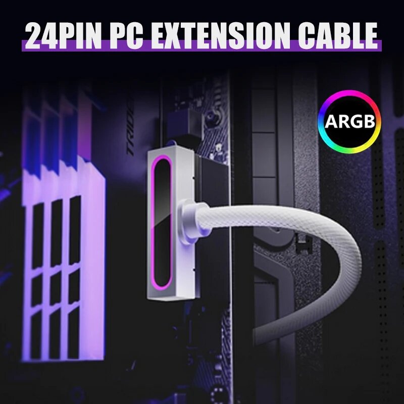 AIJS ATX кабель питания материнской платы с ARGB SYNC 24pin Black