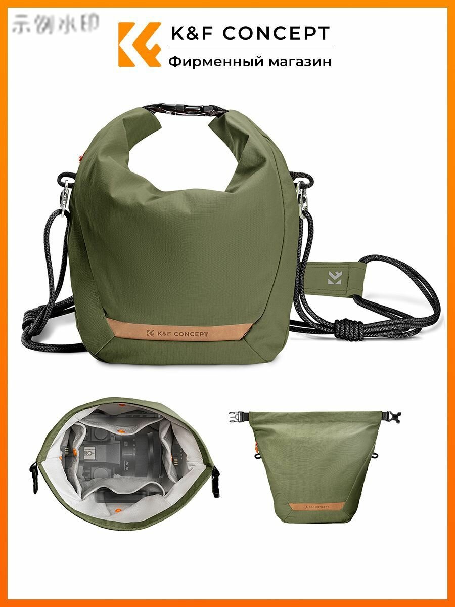 K&F CONCEPT Стильная сумка-слинг для камеры, ролл-топ, можно использовать как внутренний чехол