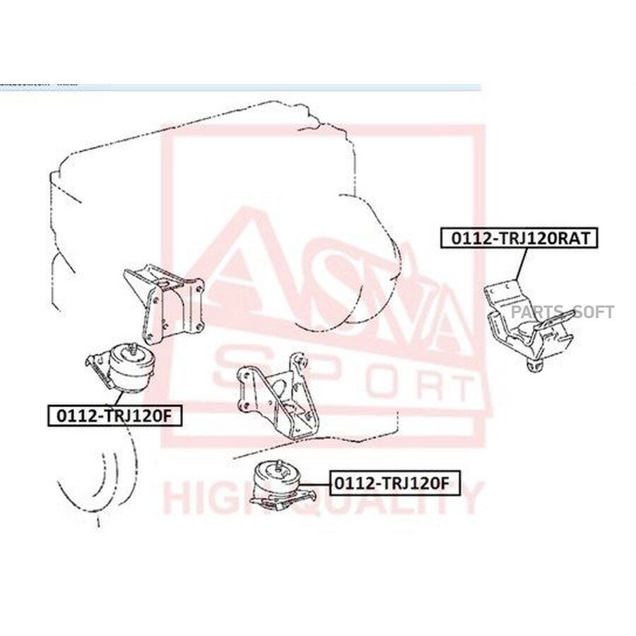 ASVA 0112TRJ120RAT Подушка Двигателя Задняя