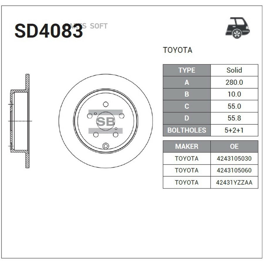SANGSIN BRAKE SD4083 Диск тормозной