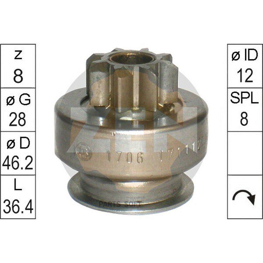 ERA ZN1706 бендикс стартера kia ceed, mitsubishi lancer