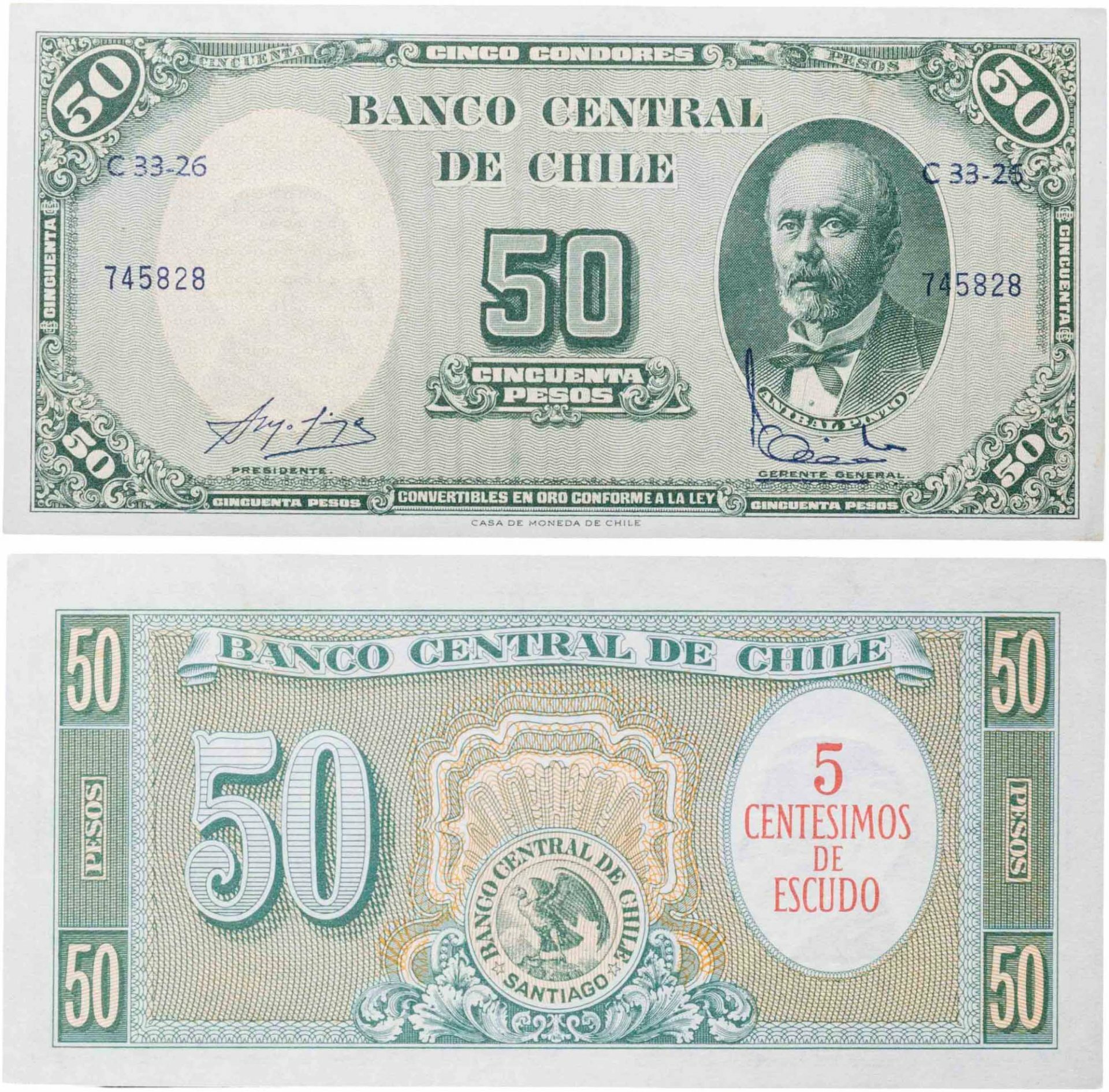 Чили 50 песо 1961