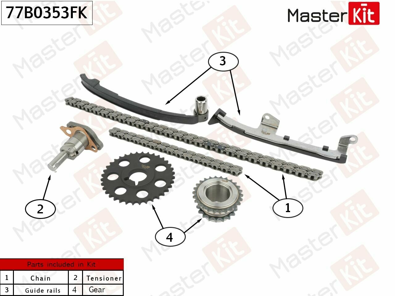 Комплект цепи ГРМ TOYOTA 2TZ-FE MasterKit 77B0353FK