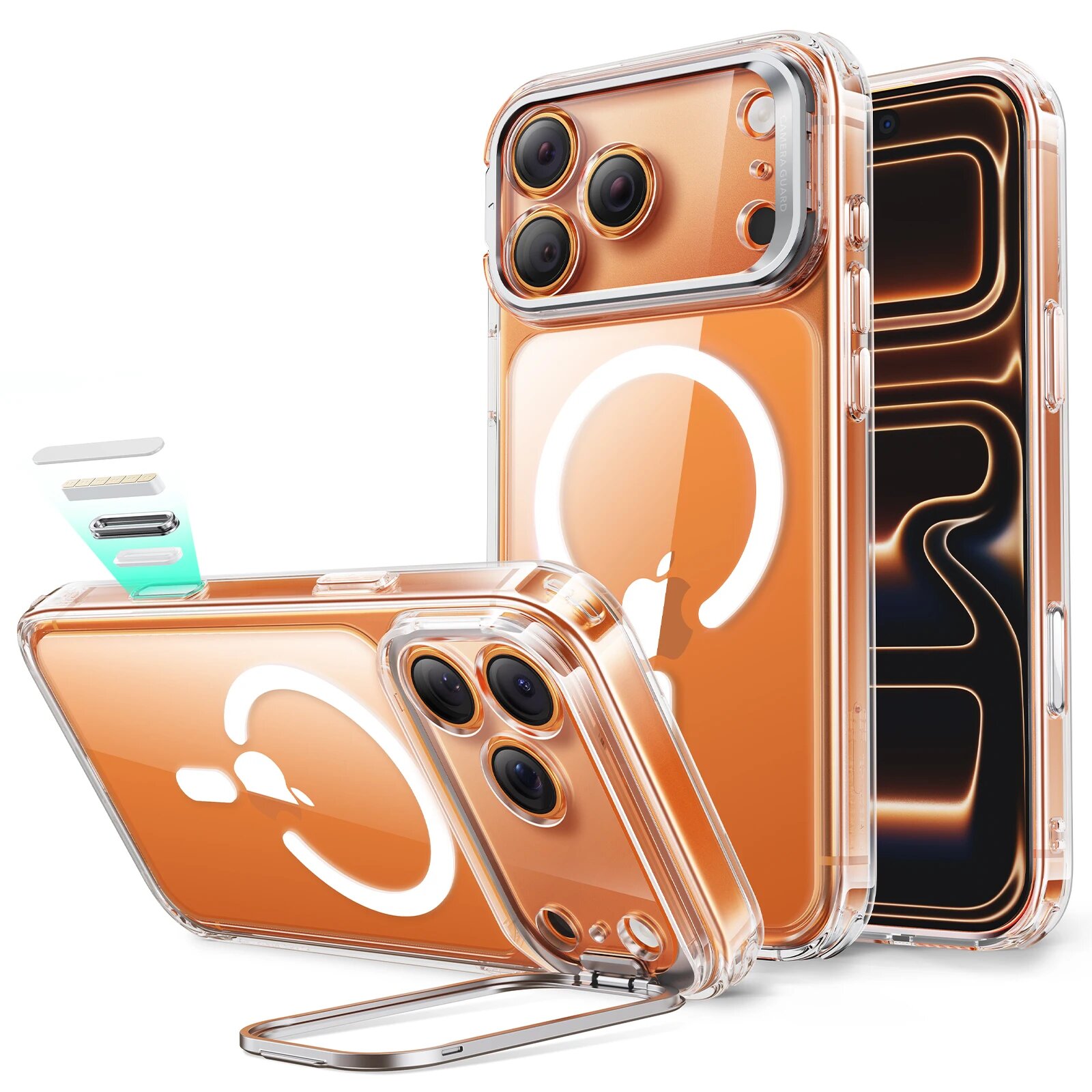Чехол ESR для iPhone 17 Clear white с подставкой и магнитным креплением