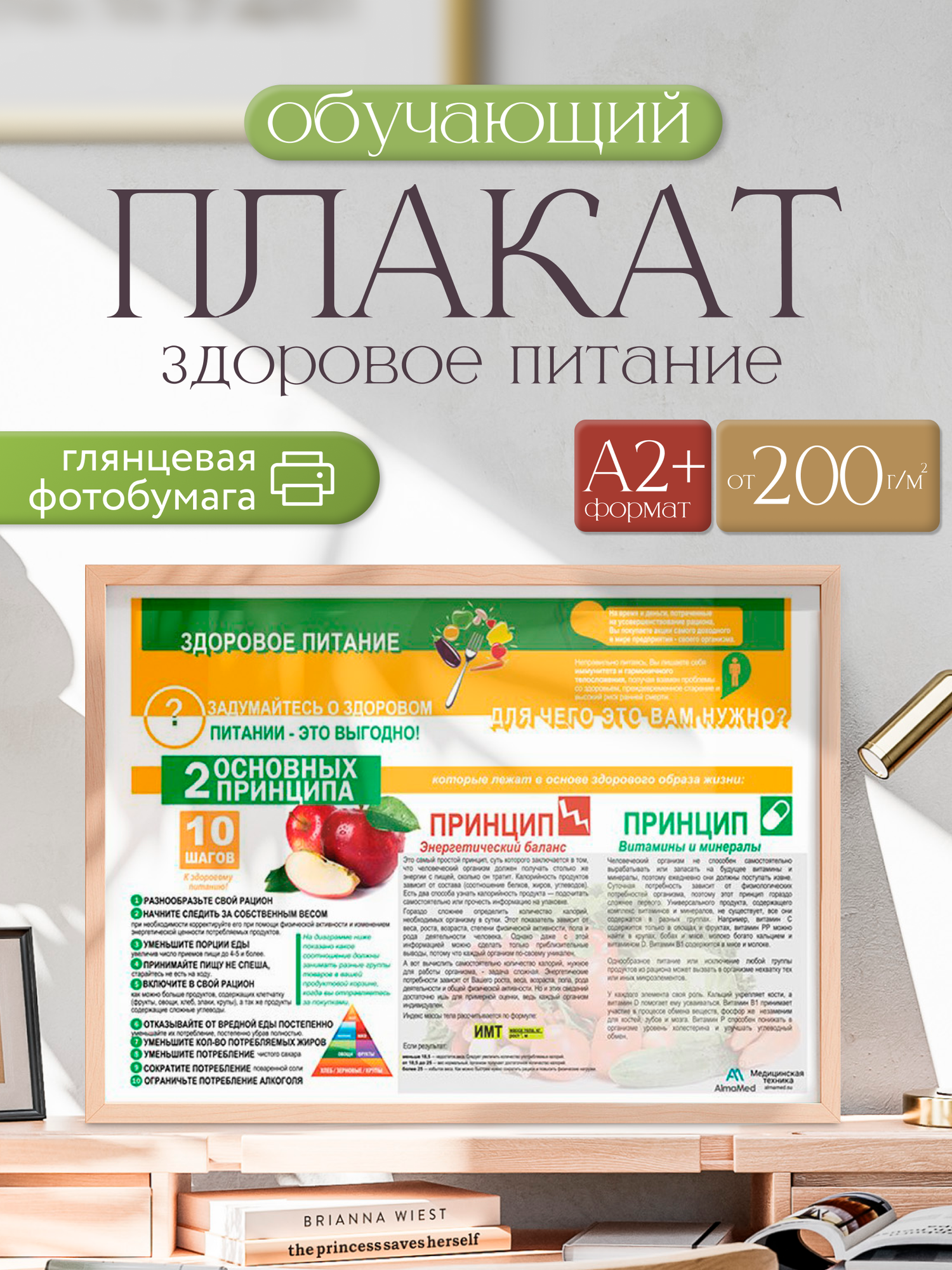 Здоровое питание, плакат, глянцевая фотобумага от 200 г/кв. м, размер A2+