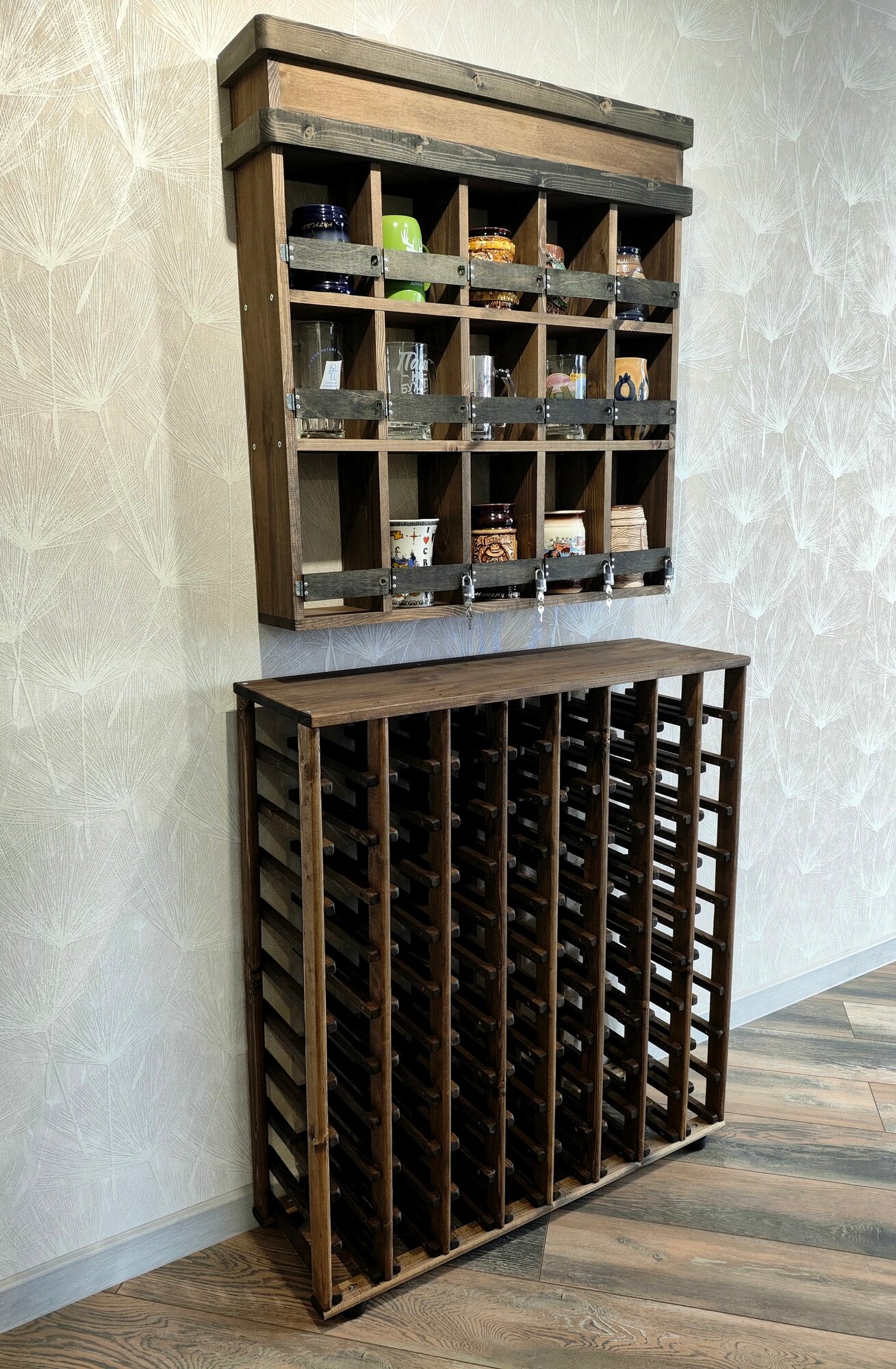 Винный стеллаж RackForWine на 80 бутылок, массив дерева, цвет венге