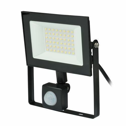 Прожектор Uniel ULF-F62-50W/6500K SENSOR IP54 200-240В с датчиком движения и освещенности. Корпус черный. TM