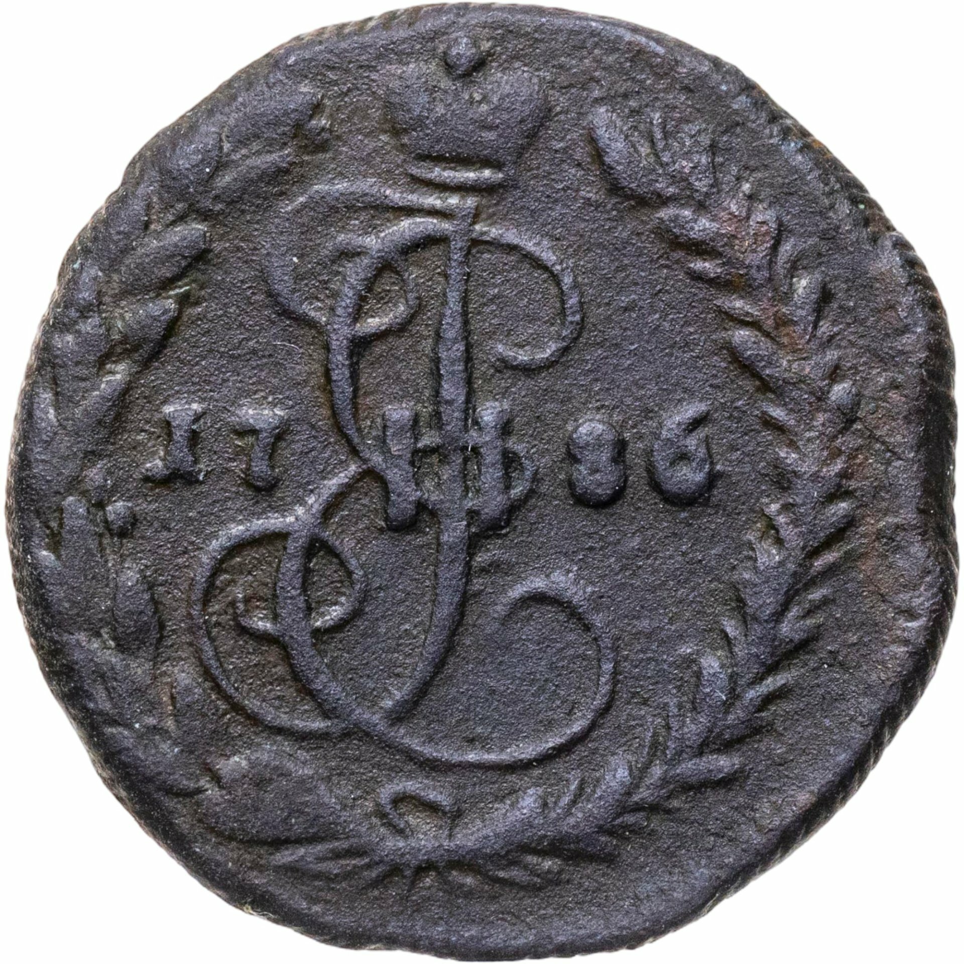 Денга 1786 КМ, Медь, в сохранности VF