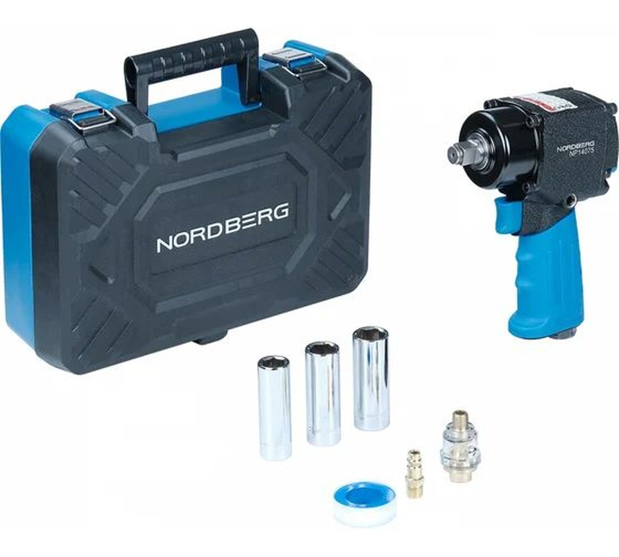 Пневмогайковерт Nordberg NP14075K, ударный, 680Нм, 1/2", синий/черный