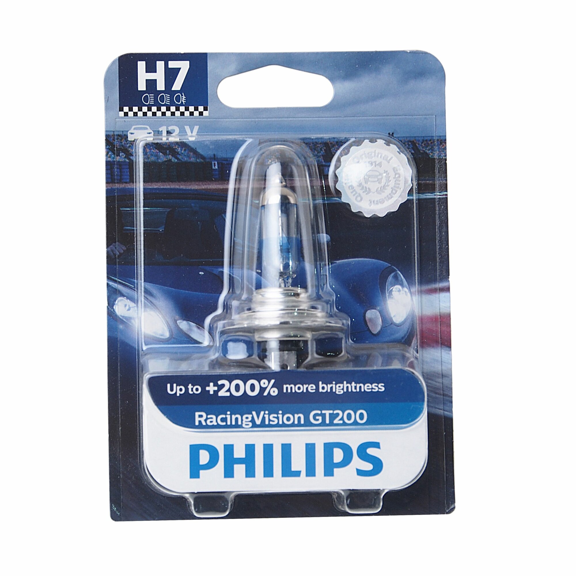 Автолампа H7 55W PX26d+200% Racing Vision GT200 3400К 12V