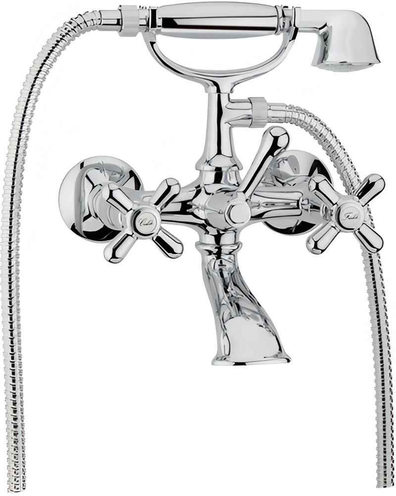 Смеситель для ванны Armony AM720201015, латунь, хром, с изливом, ручной лейкой, настенный монтаж, Webert, Италия