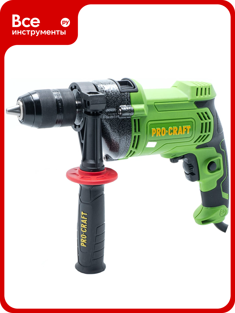Ударная дрель PROCRAFT PS1350M с реверсом и ударным механизмом, быстрозажимный патрон, морозоустойчивый кабель