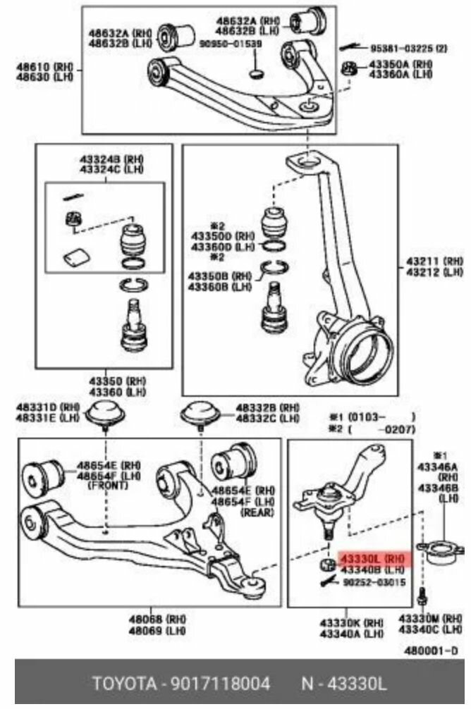 Корончатая гайка нижней шаровой опоры Toyota Land Cruiser 200; Артикул Toyota: 9017118004 (Оригинал)