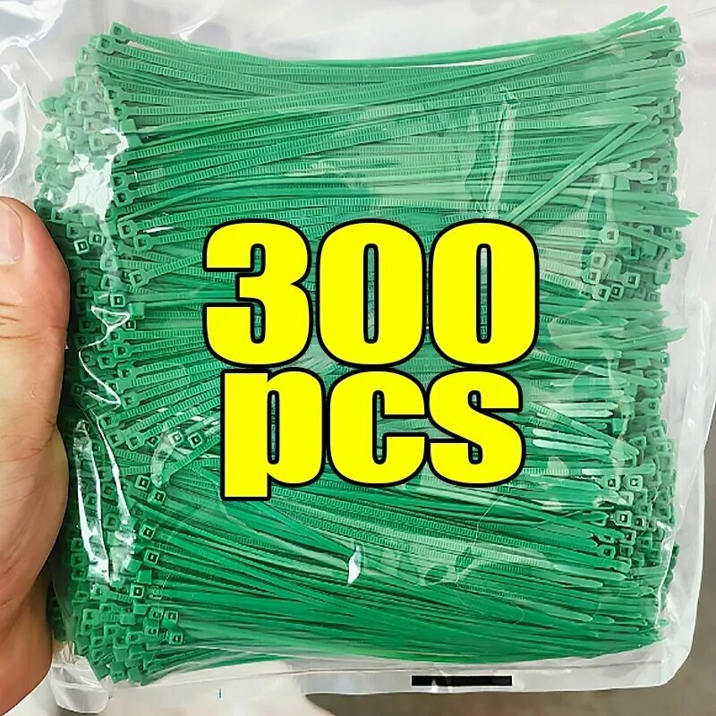 Зеленые нейлоновые кабельные стяжки для растений 300 шт. 100x1.9mm, 100PCS