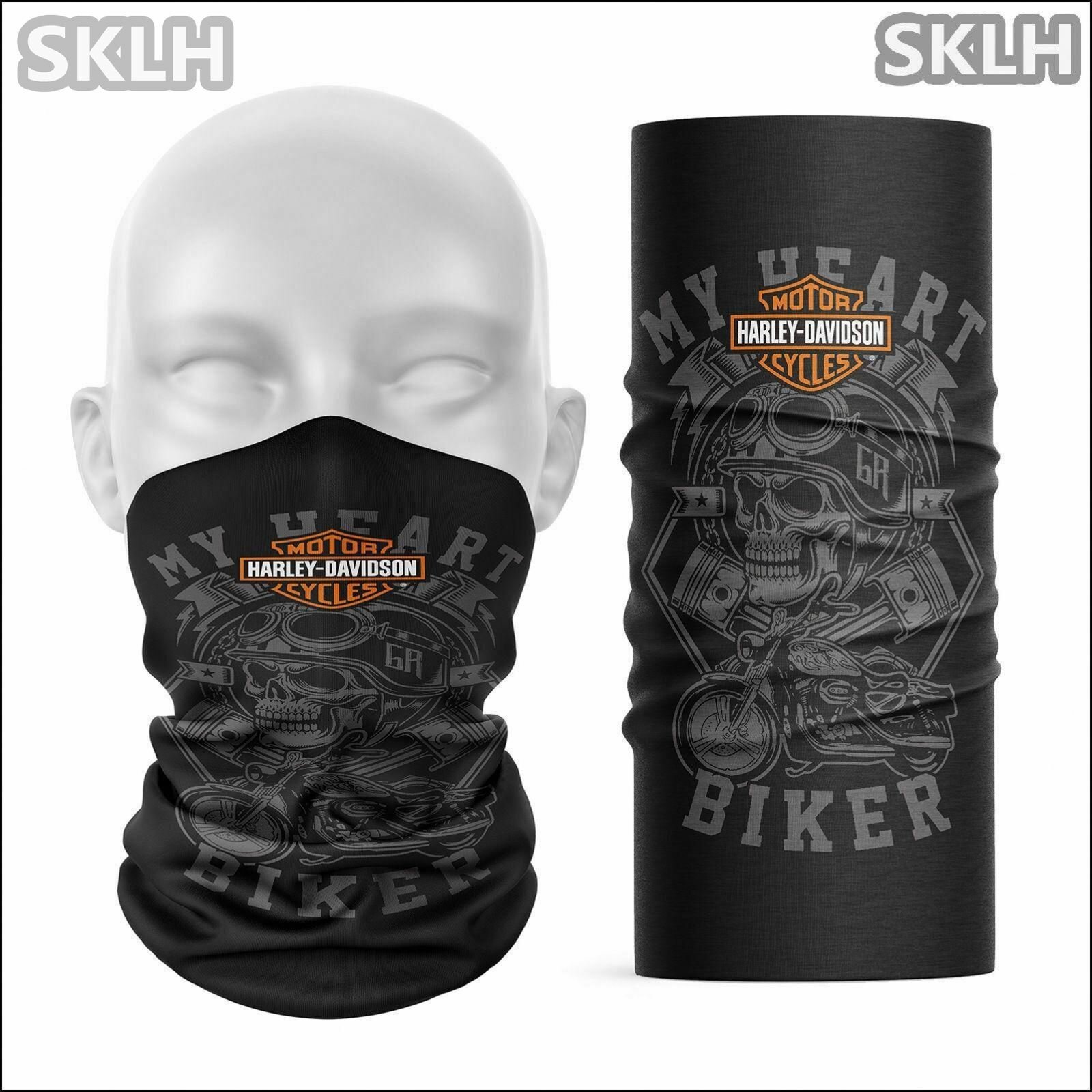 Мотомаска Harley‑Davidson универсальная черная — многофункциональная бандана для мотоцикла и активного отдыха, защита от солнца и пыли