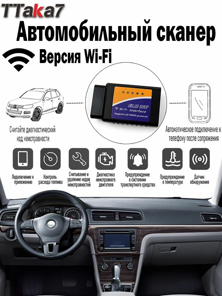 ELM327 OBDII сканер Bluetooth/Wi‑Fi — мультипротокольная диагностика для автомобилей (после 1996), чтение и сброс ошибок