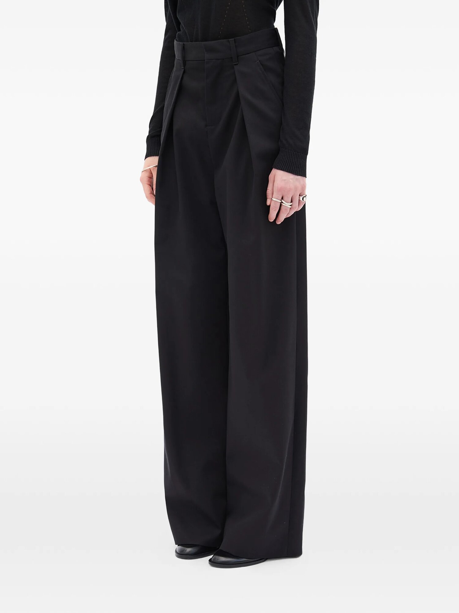 Брюки Ann Demeulemeester Twill pleated trousers, размер 42, черный — фото 1