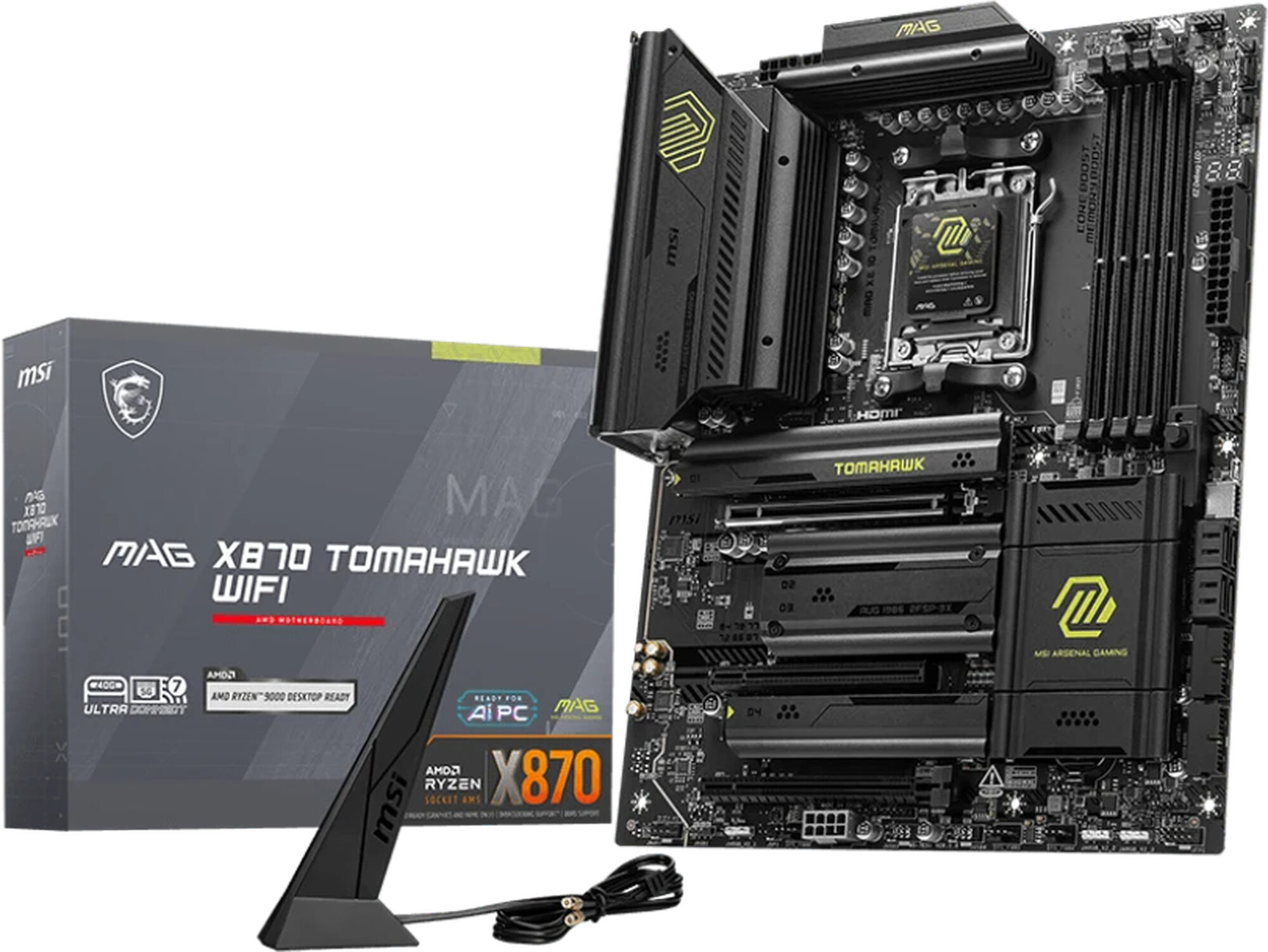 Материнская плата MSI MAG X870 TOMAHAWK WIFI (AM5/AMD X870/4xDDR5/3xPCI-Ex16/4xM.2/SB/Wi-Fi/BT/GLAN/HDMI/ATX)