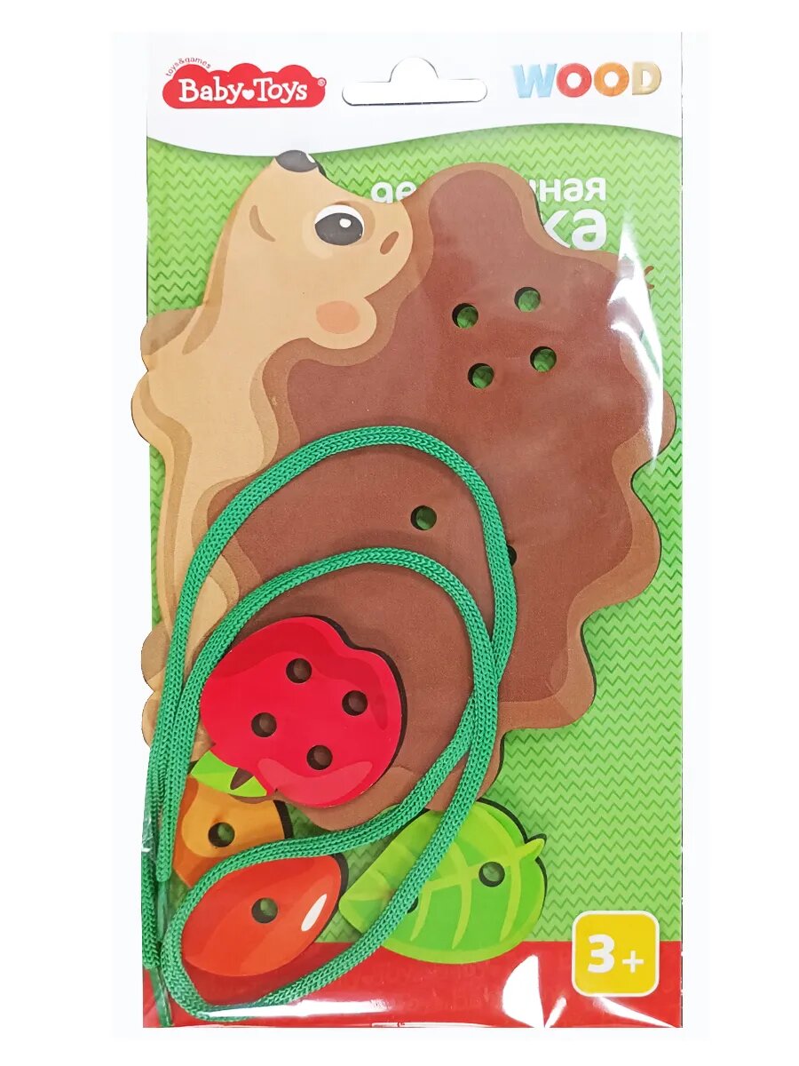 Шнуровка деревянная "Ёжик" Baby Toys Wood