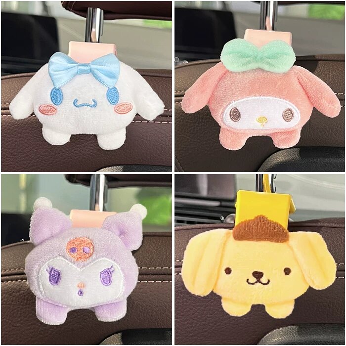 Набор автомобильных крюков с рисунками Cinnamoroll, My Melody, Cinnamoroll, Little Yellow Dog для салона, четверная