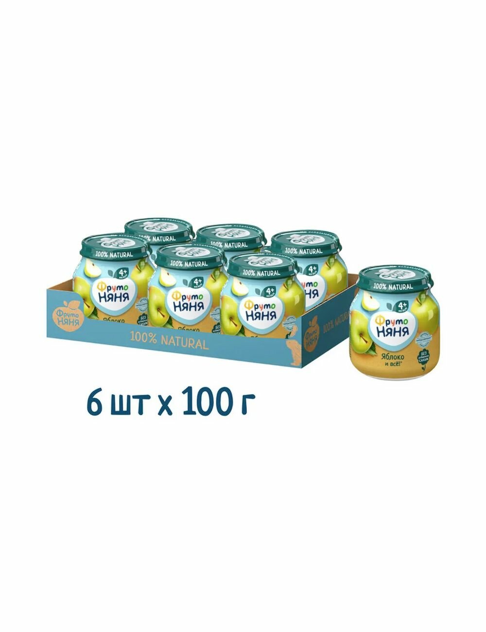Пюре ФрутоНяня с 4 месяцев Яблоко 100г 6шт