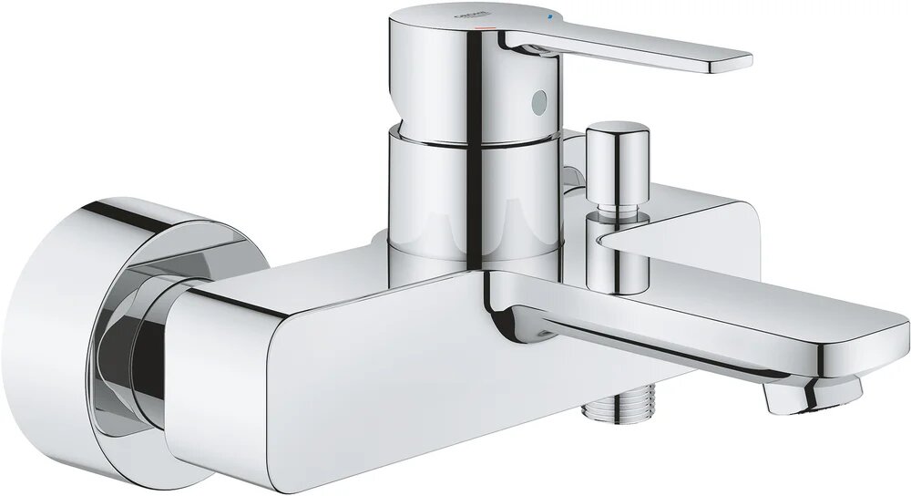 Смеситель для ванны с душем Grohe Lineare New 33849001 настенный, однорычажный, хром, глянцевый, латунный, без лейки, с керамическим картриджем