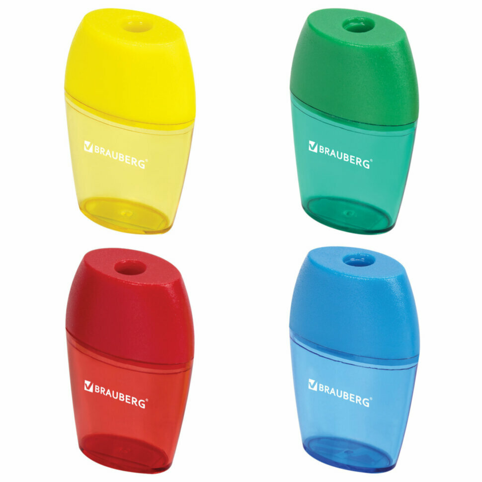 Точилка BRAUBERG "Diamond", с контейнером, овальная, в дисплее, ассорти, 222491, 222491