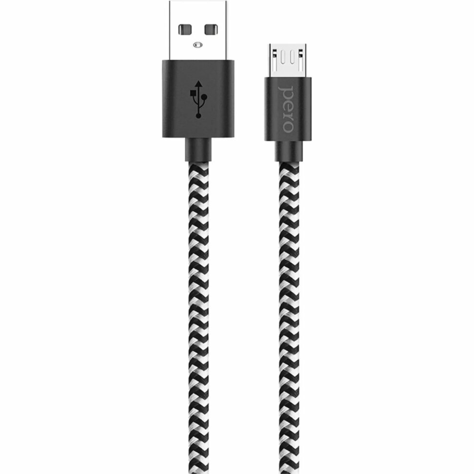 Кабель USB PERO DC-04 micro-USB, 2,5А, 2м, Silver-black, 1598873