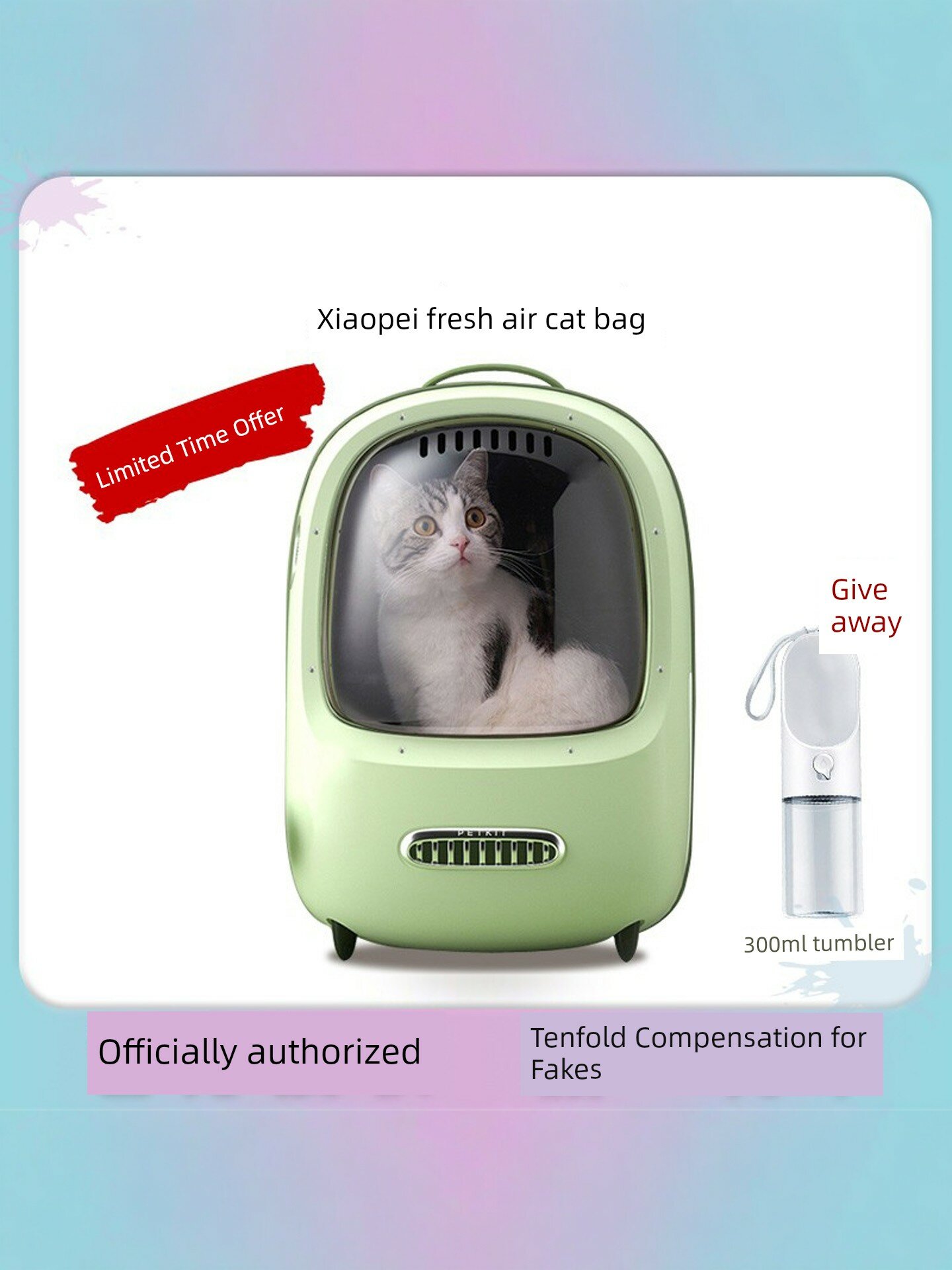 Petkit Вентилируемый рюкзак для кошек среднего размера, цвет лунный белый, без термоса, портативная система вентиляции