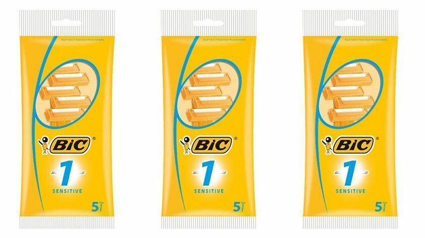 Bic Станок для бритья одноразовый Sensitive 1, для чувствительной кожи, 1 лезвие, 5 шт/уп, 3 шт