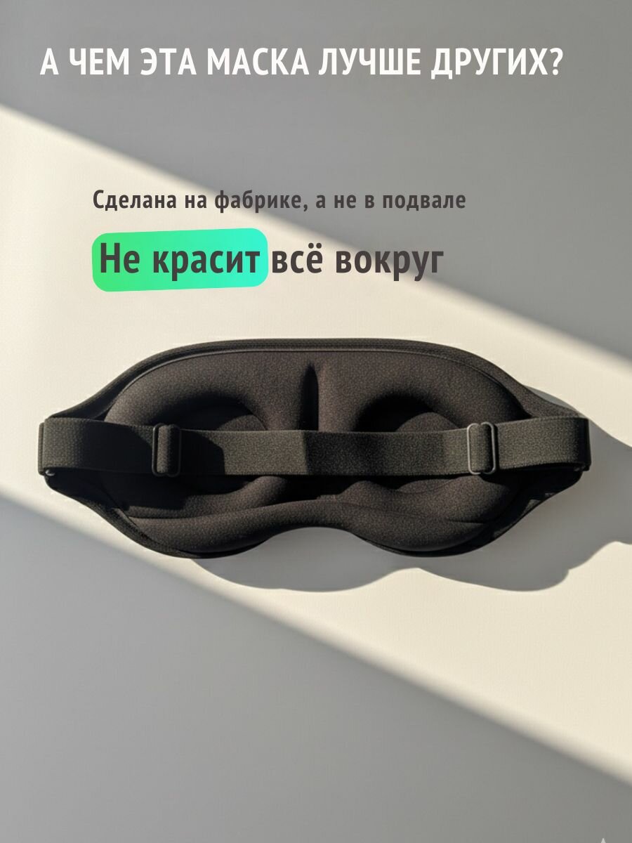 Маска для сна черная блекаут, для путешествий, тканевая / Повязка на глаза для сна женская, мужская / Очки для сна