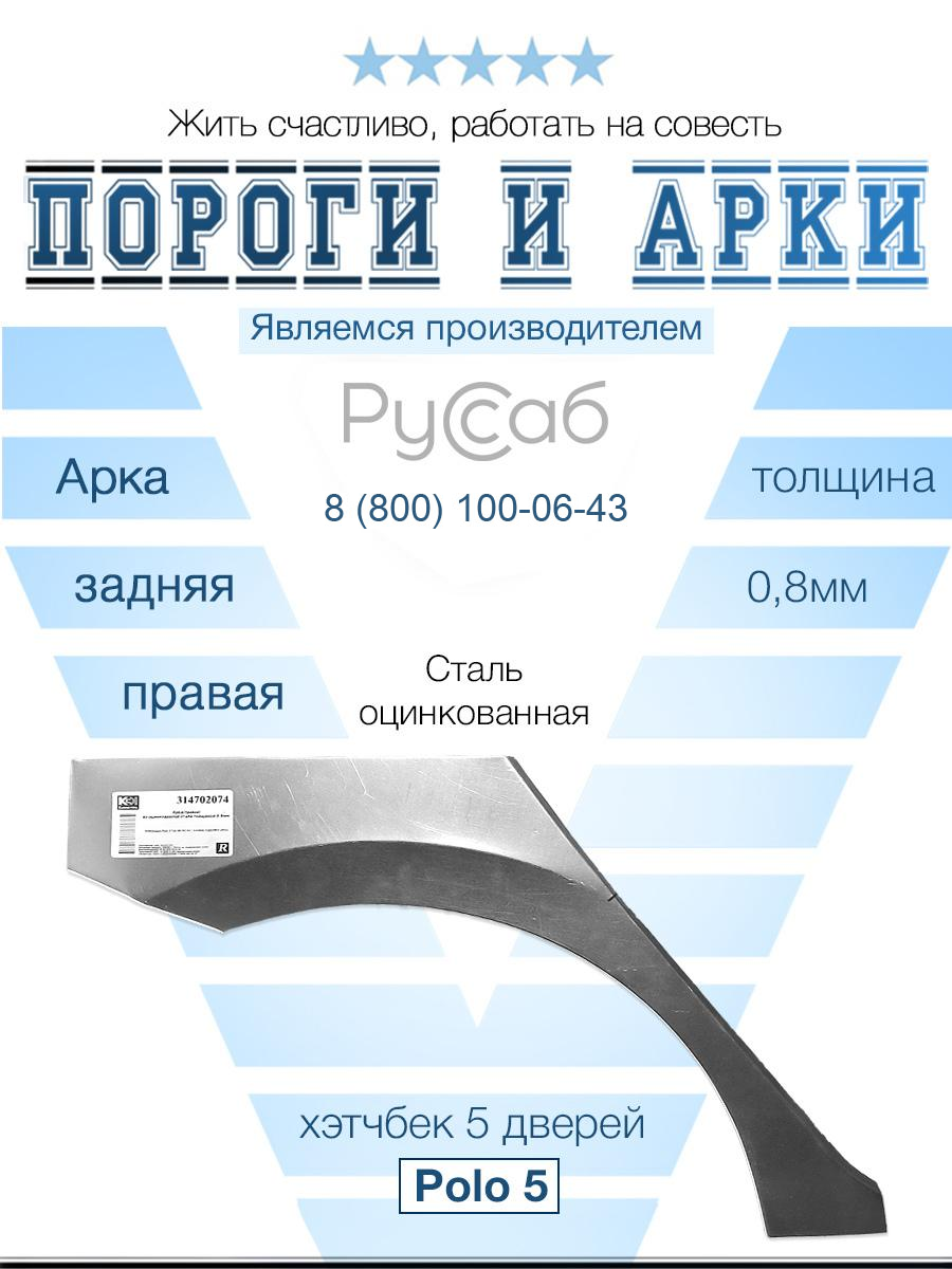 Арка правая для Volkswagen Polo 5 Хэтчбек 2009-2017