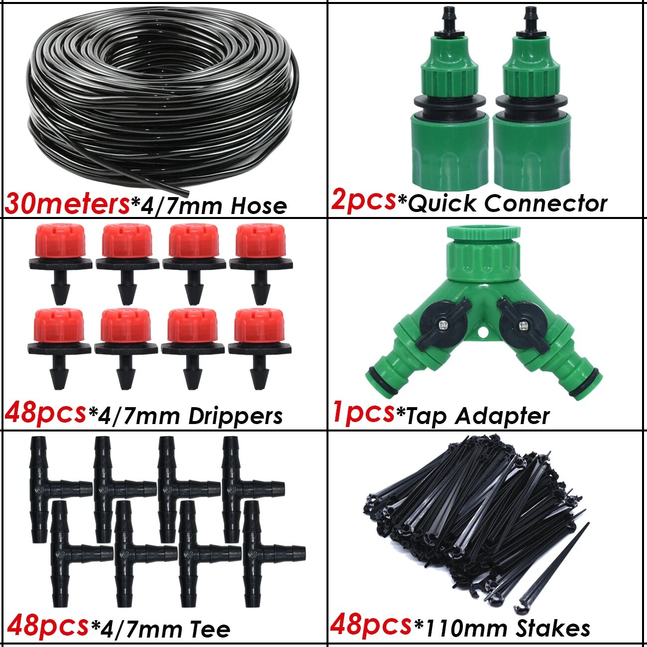 KESLA Система капельного орошения 5-50 м Зеленый, KSL01-KIT308-30M-A