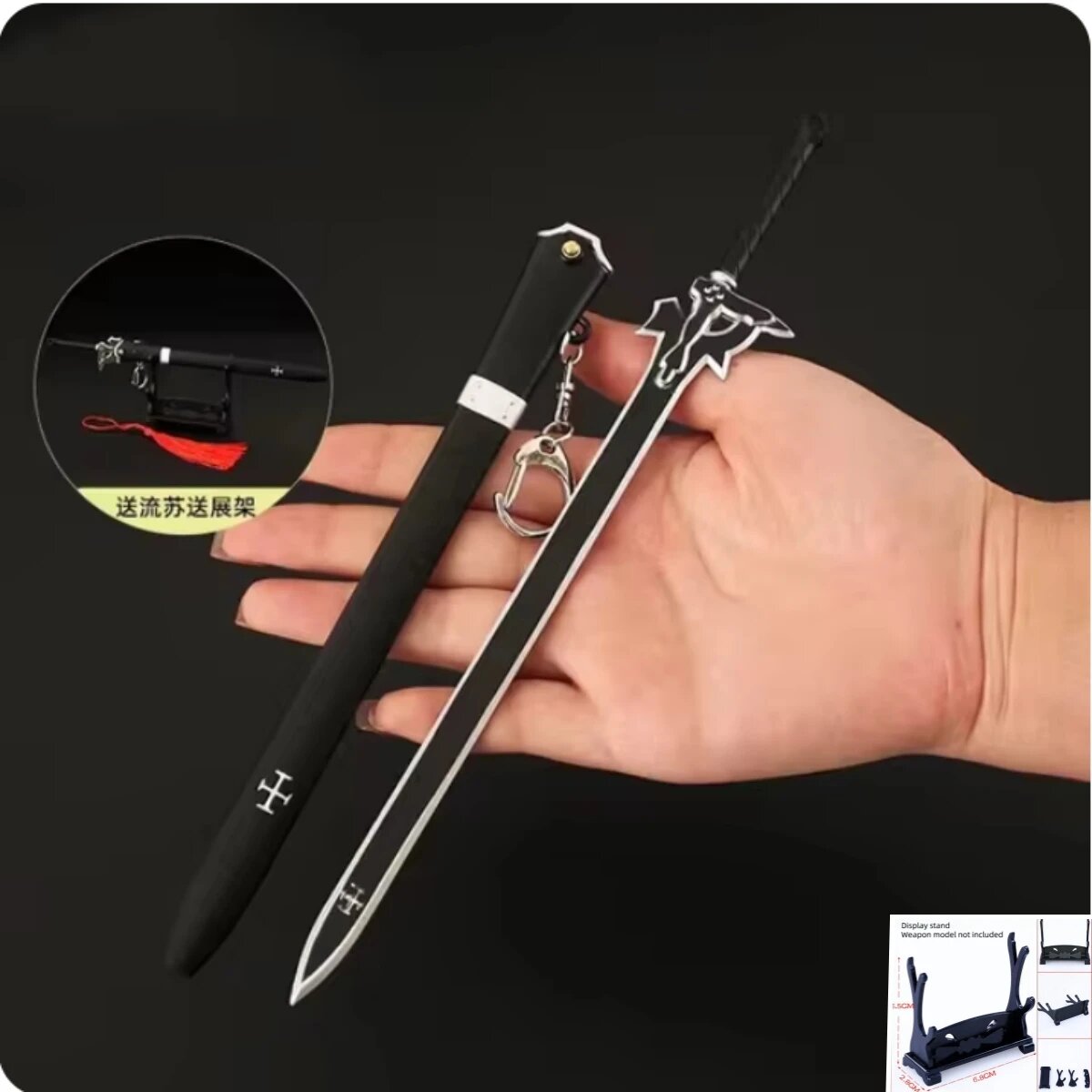 Черный меч Zoro Enma Katana 23 см с подставкой Model 29