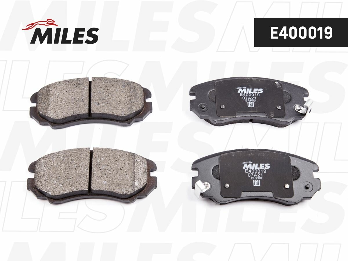 MILES Колодки тормозные передние (Смесь Low-Metallic) HYUNDAI SONATA V, TUCSON (JM), KIA SOUL (AM), Changan cs35/Plus (TRW GDB3352) E400019