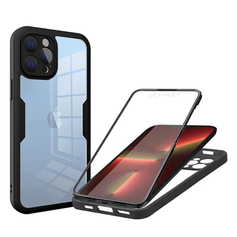 Чехол С Полной Защитой На 360 Градусов Для iPhone 15/14/13/12/11 Pro Черный, black, for iphone 11